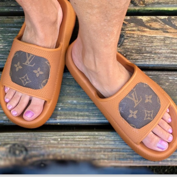 Louis Vuitton | Shoes | Copy Louis Vuitton Customized Slides Sandals ...